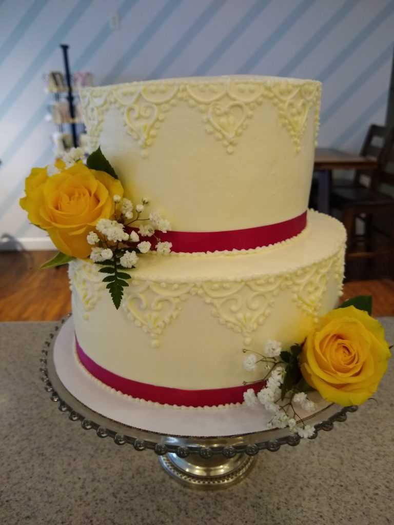 Ribbon and Lace Wedding Cake - Sweet Talkin' Treats